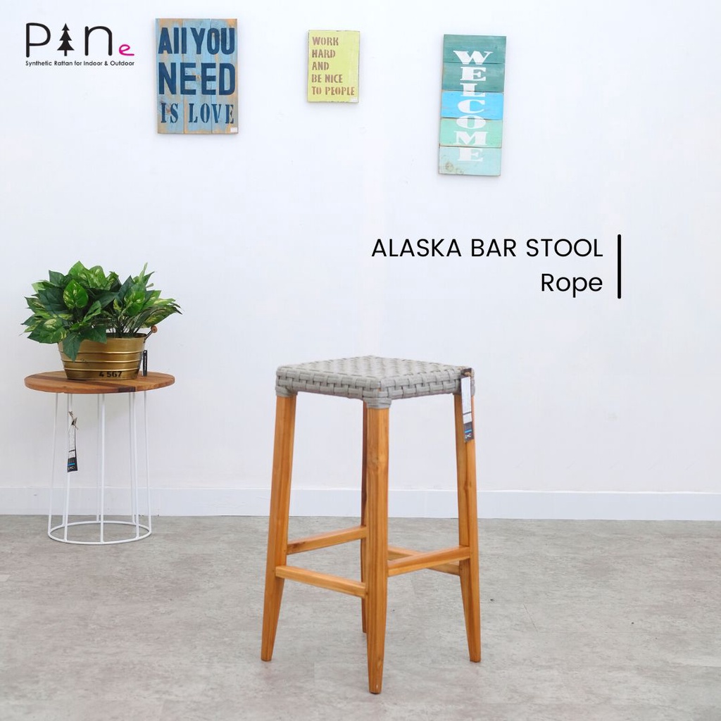 Jual Kursi Bar Kayu Jati Minimalis / Bar Stool Rope Abu / Kursi Cafe ...