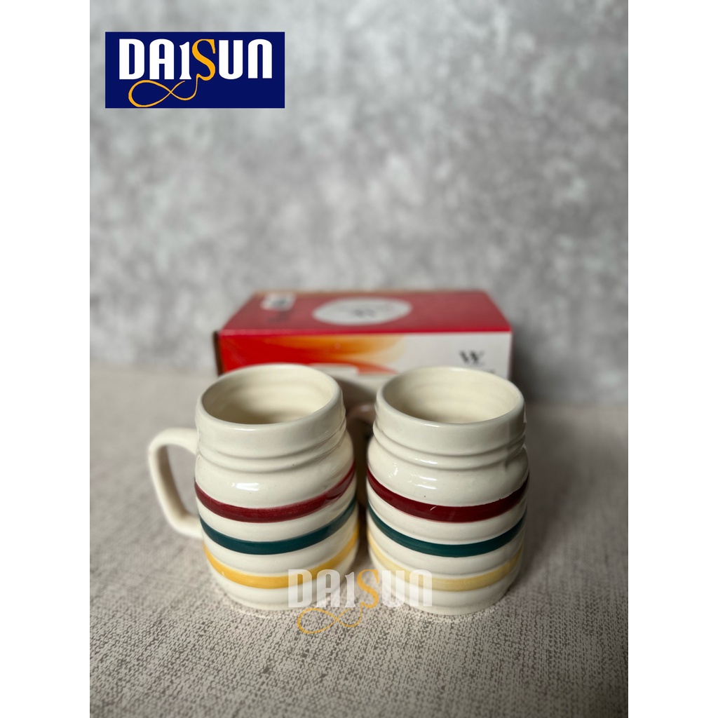 Jual Cangkir Mug set2 Keramik motif Garis | Shopee Indonesia