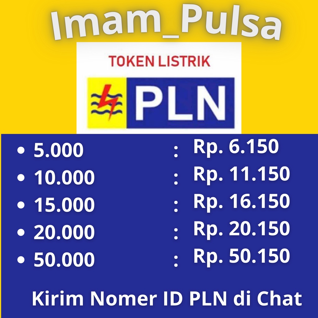 Jual TOKEN LISTRIK PLN IMAM PULSA 5 10 15 20 50 | Shopee Indonesia
