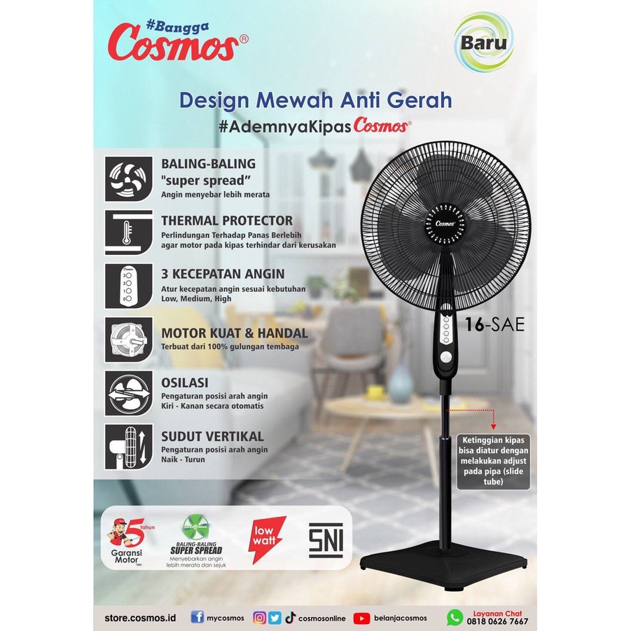 Jual COSMOS Kipas Angin Berdiri 16 Inch 16-SAE | Shopee Indonesia