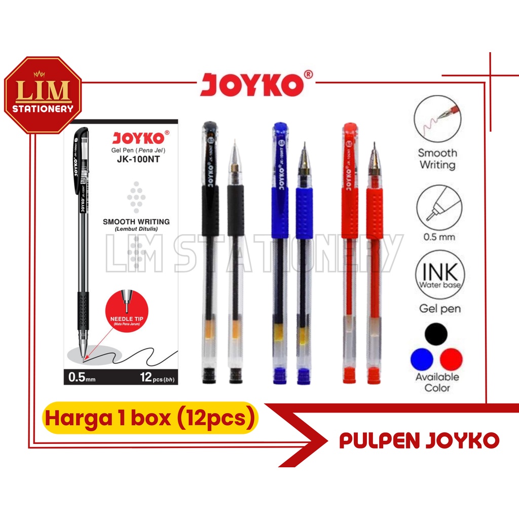 Jual Pulpen Gel Pen Joyko (12Pcs) JK100NT | Shopee Indonesia