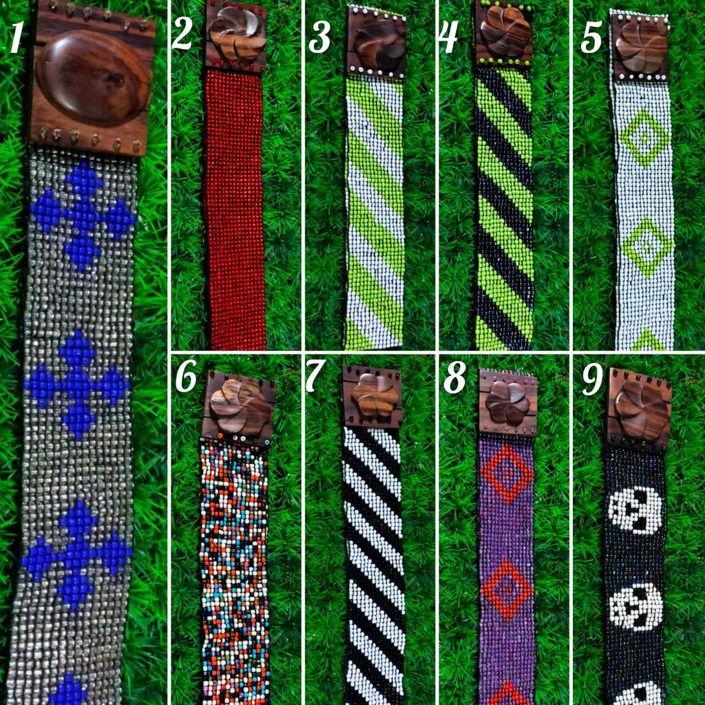Jual Ikat Pinggang Monte Dan Kayu Bali Motif Kampung Souvenir Manik ...