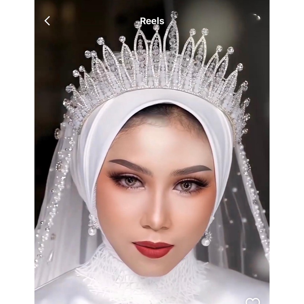 Jual Mahkota queen wedding white crystal new | Shopee Indonesia