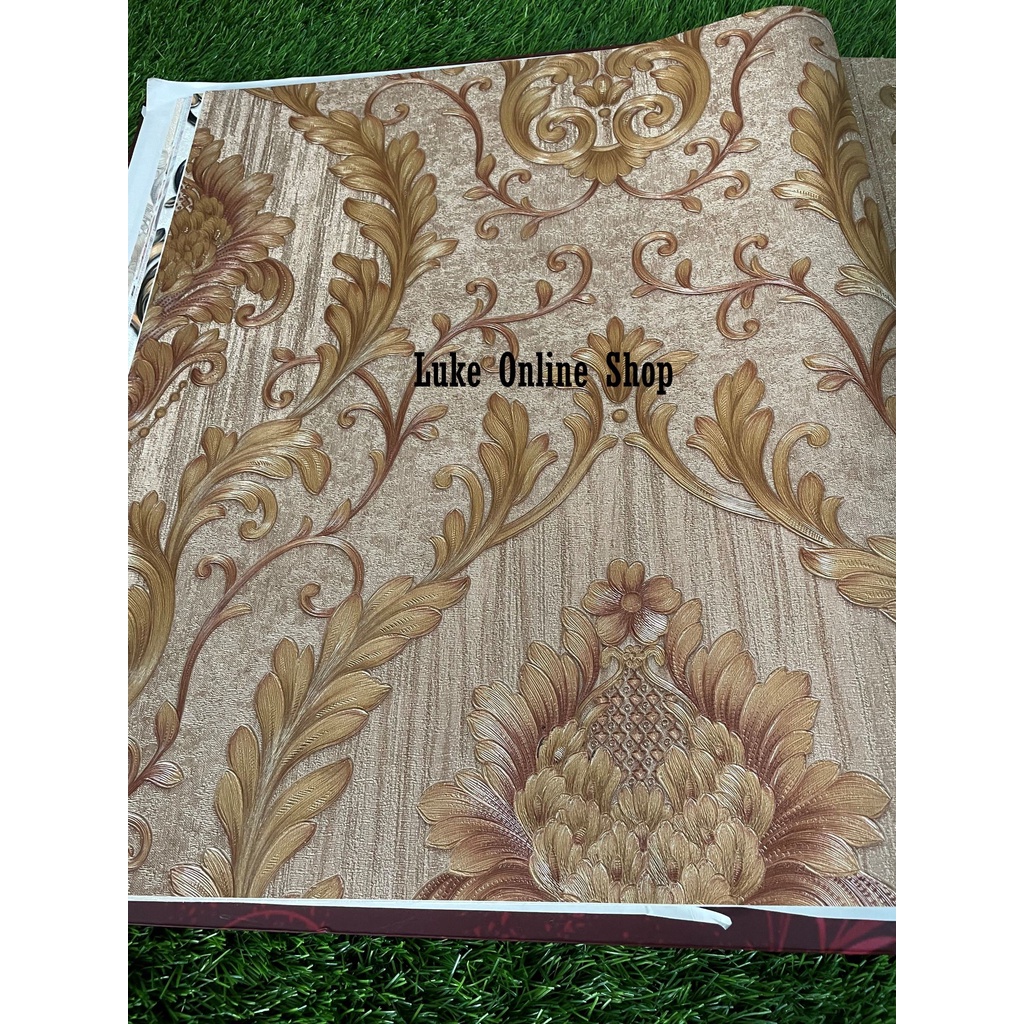 Jual Wallpaper Dinding Motif Batik Ranting Garis Elegan Silver Merah ...