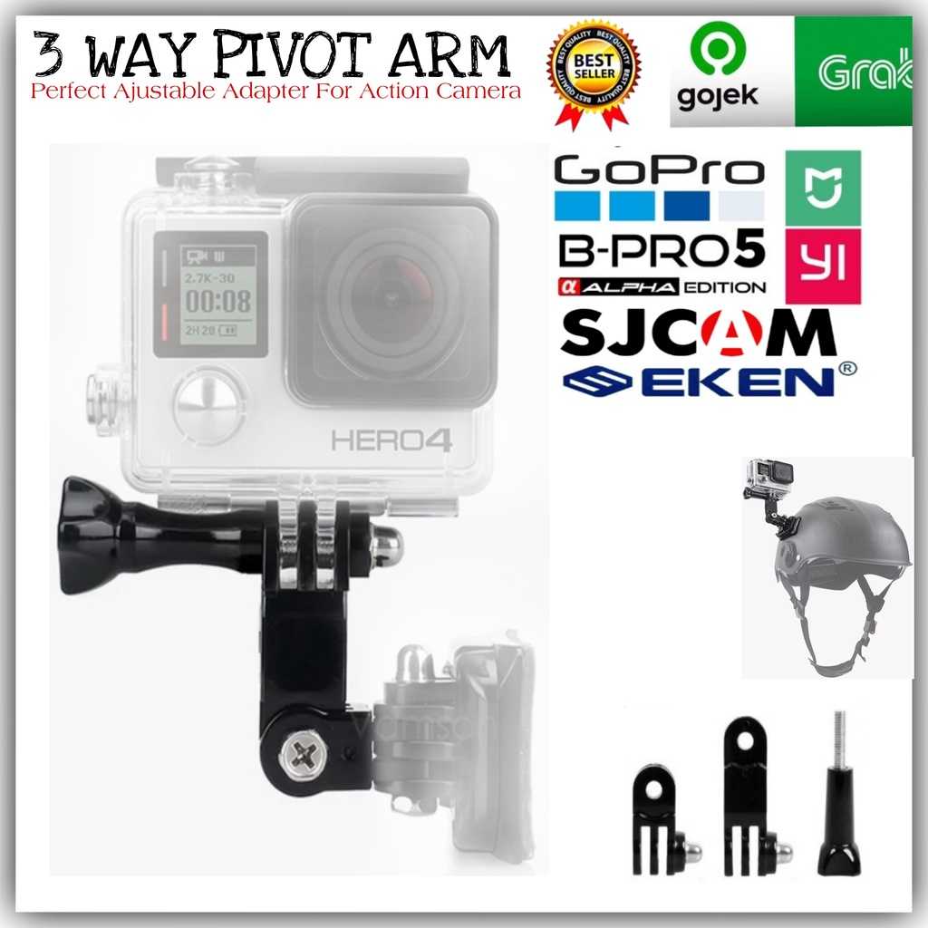 Jual Pivot Arm Mounting Helm for Action Camera GoPro Hero / BPro ...