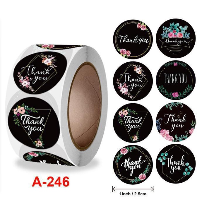 Jual Sticker thank you/ stiker terimakasih/ sticker roll/ 1 roll 500 ...