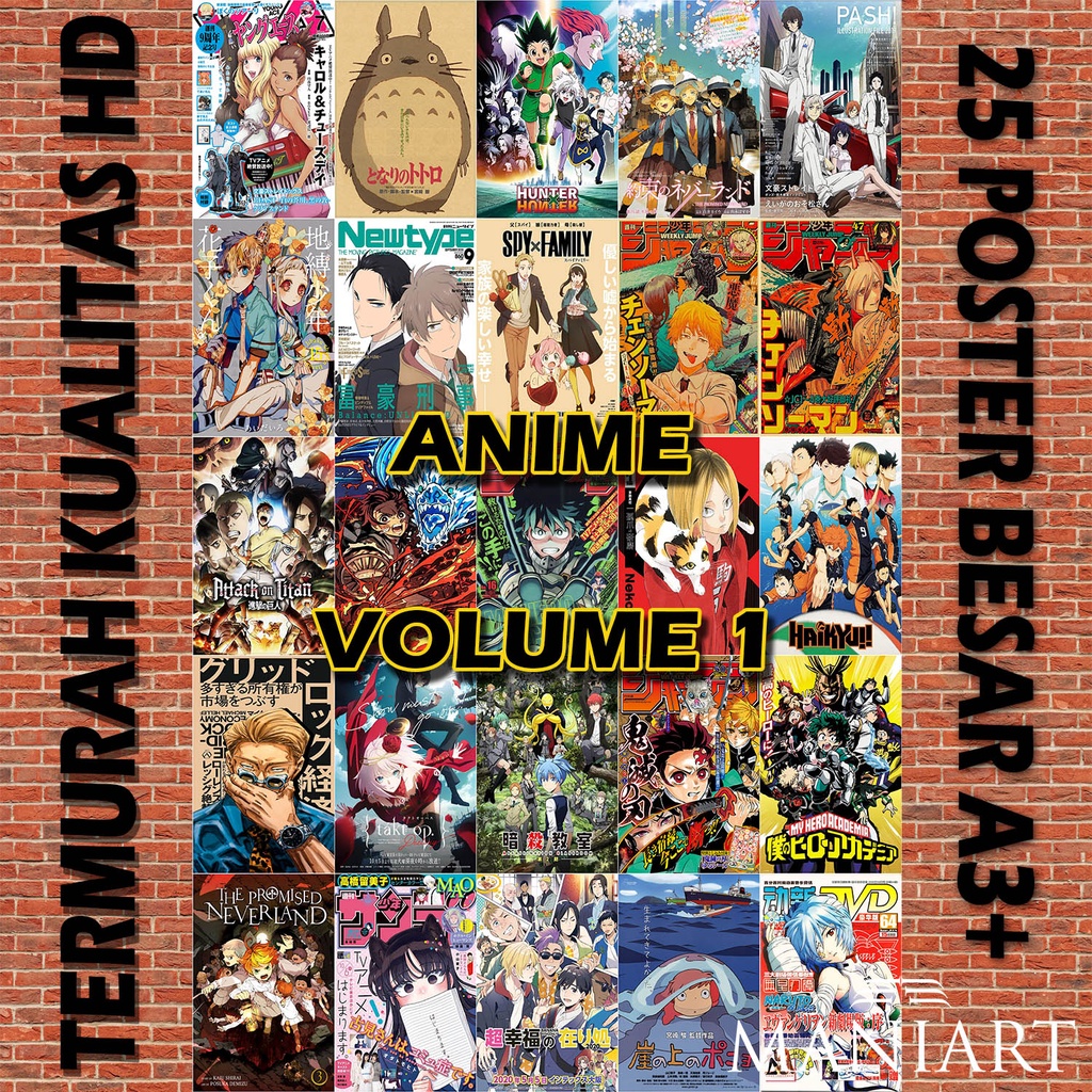 Jual PAKET 25 Poster A3+ Tema ANIME Series Premium Dekorasi Rumah ...