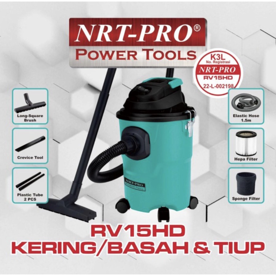 Jual Vacuum Cleaner mesin penyedot debu BASAH KERING NRT Pro RV15HD Vakum Cleaner alat sedot ...