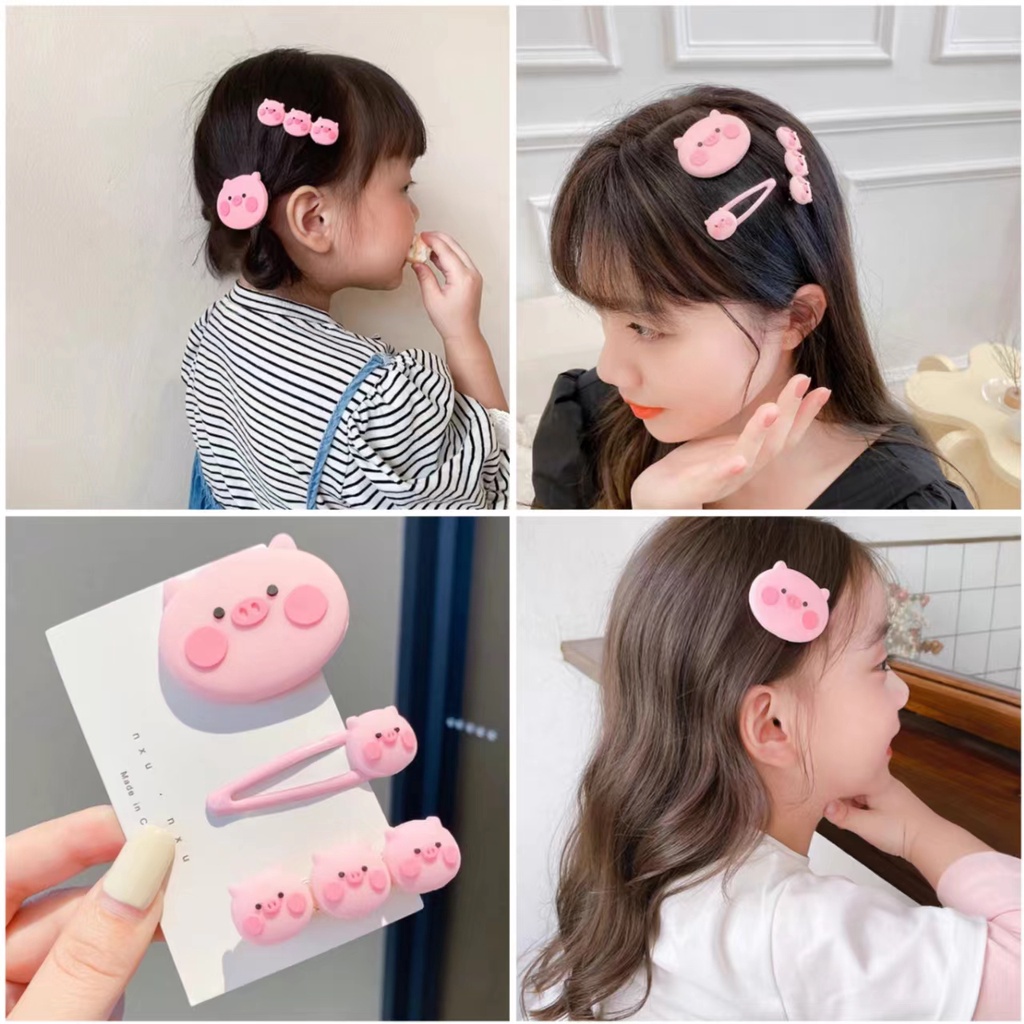 Jual Jepit Rambut Anak Perempuan Lucu Model Babi Warna Pink - Hairpin ...