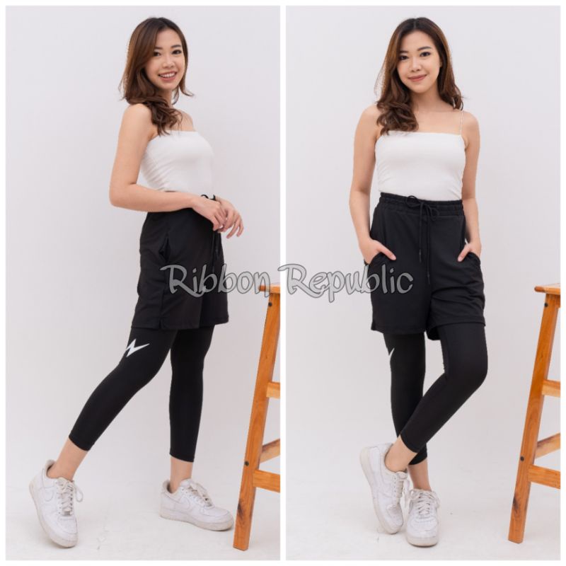Jual Celana Sport Olahraga 2in1 2 in 1 Wanita Celana Pendek Legging Panjang Import Woman Sport ...