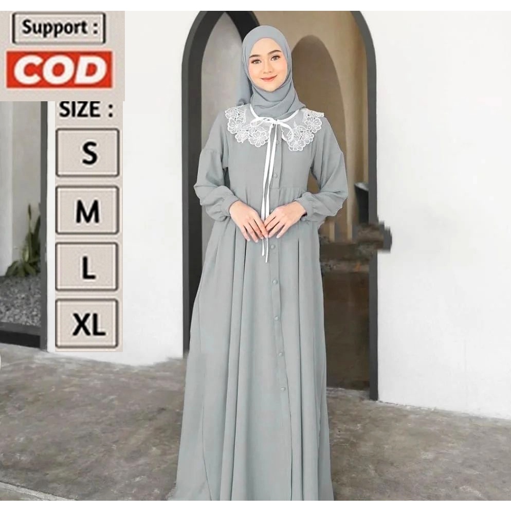 Jual Kuffu Dress Gamis Pengajian Harian / Lebaran Abu Grey Polos Simpel ...