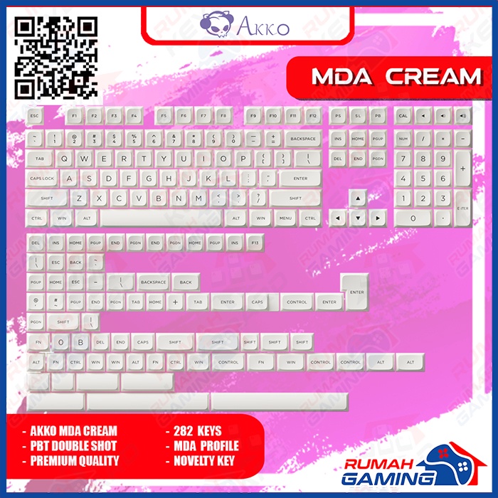 Jual KEYCAP - KEYCAPS - MDA - AKKO CREAM KEYCAP SET - PBT KEYCAP - 282 ...