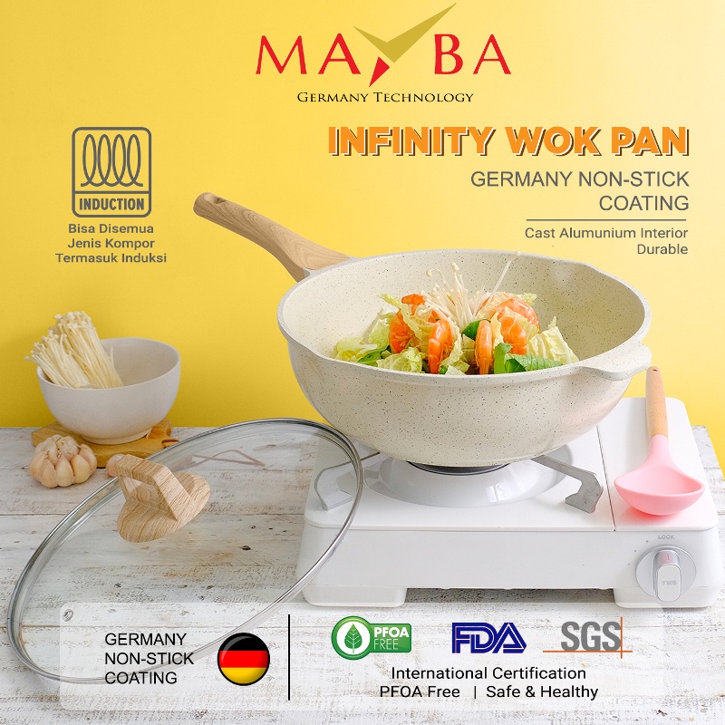 Jual Wok Pan 24 cm, 30 cm Mayba Infinity Germany Ice Cream Anti Lengket ...
