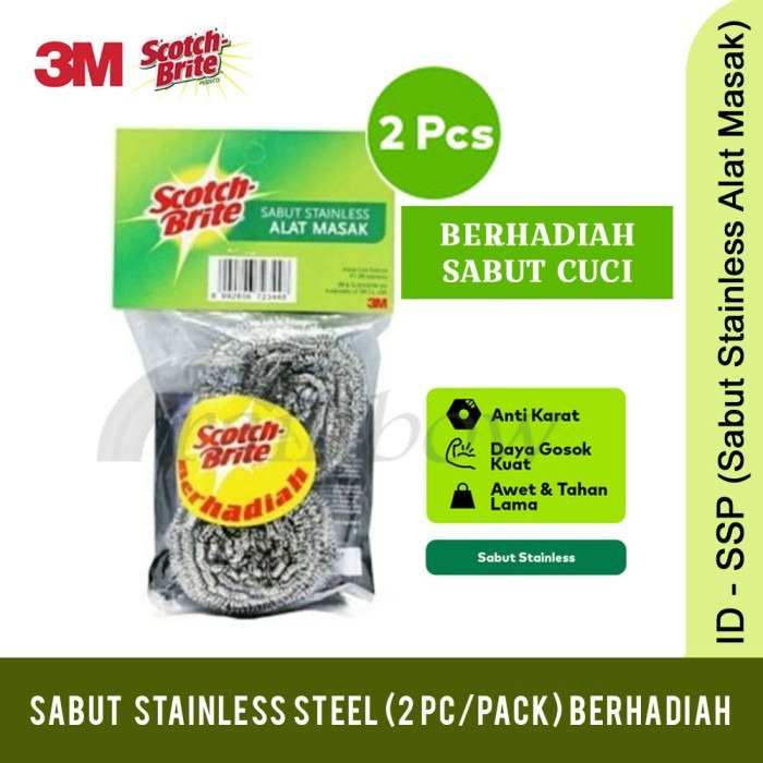 Jual 3M Scotch Brite Sabut Stainless Cuci Panci Anti Karat ID SSP - Isi ...