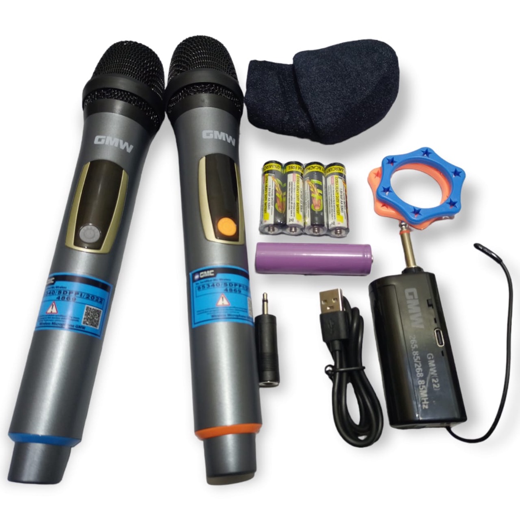 Jual Microphone Double Wireless GMC type GMW 022 MIC isi 2 Profesional ...