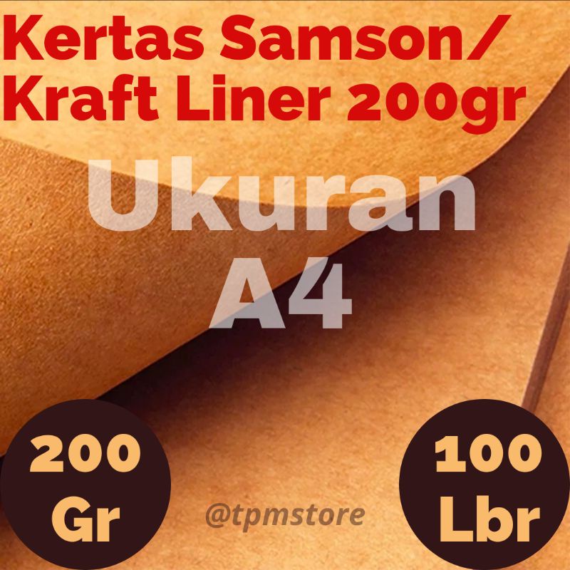 Jual 100 Lembar Kertas Kraft A4 200 Gram 200gram 200gr / Kertas Samson ...