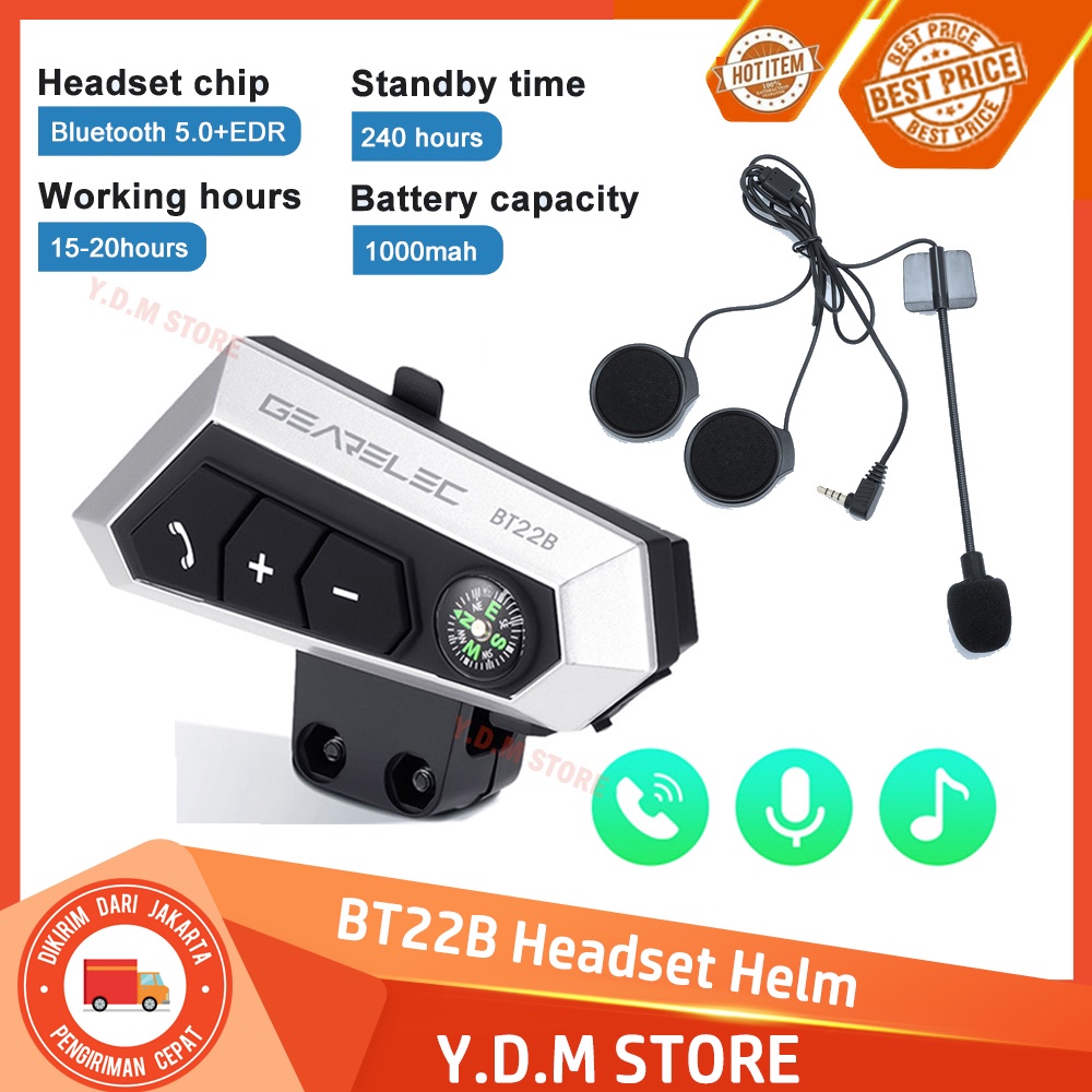 Jual Bluetooth5.0 Helm Sepeda Motor Headset Speaker Nirkabel tahan air hands-free dengan ...