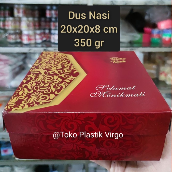 Jual Box / Kardus / Dus Nasi Kue Snack Makanan - 20x20x8 cm - Merah ...