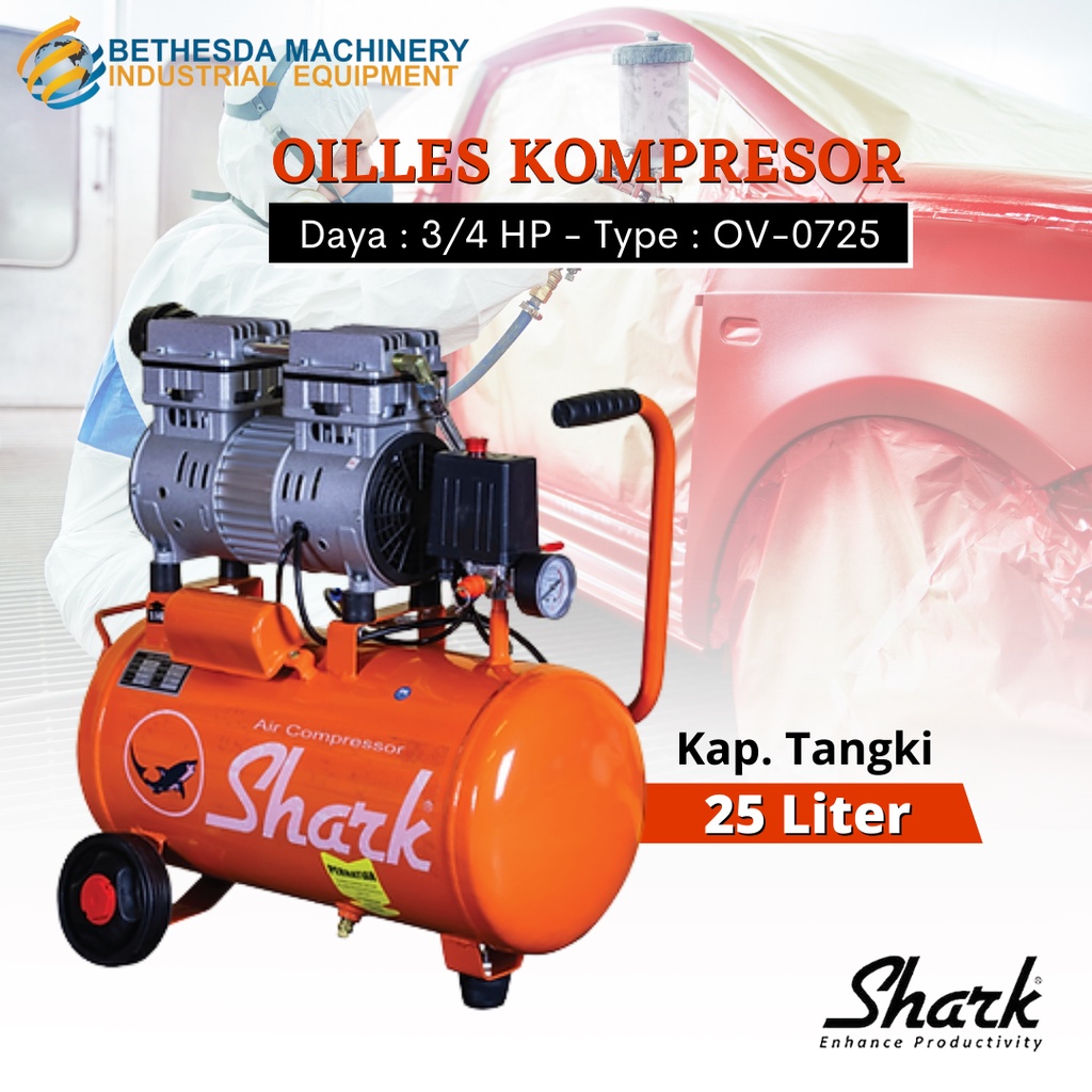 Jual Mesin Kompresor Angin 3/4 Hp Oilles Portable 25 Liter OV 0725 Shark Air Compressor | Shopee ...