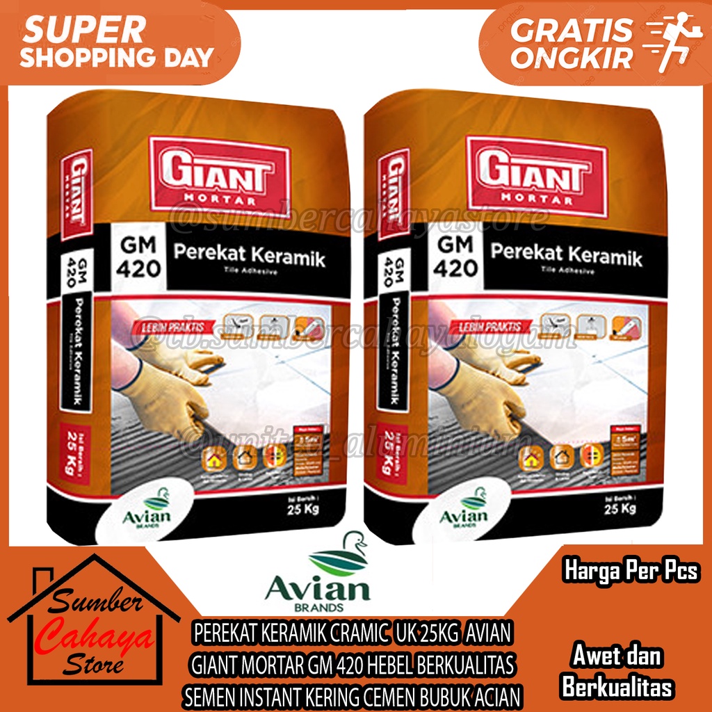 Jual PEREKAT KERAMIK CRAMIC EKONOMIS UK 25KG AVIAN GIANT MORTAR GM 420 ...