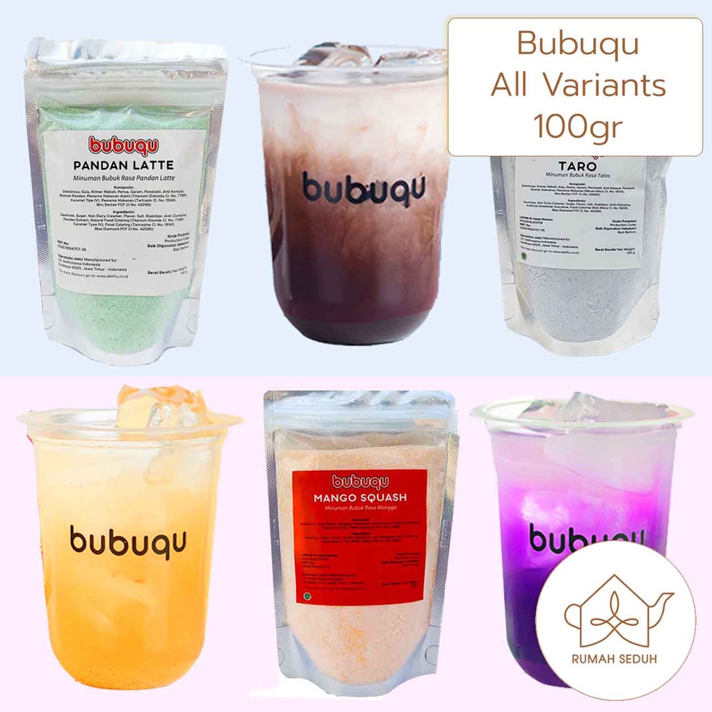 Jual 100gr Bubuqu Powder Drink All Variants - Bubuk Minuman Latte Red ...