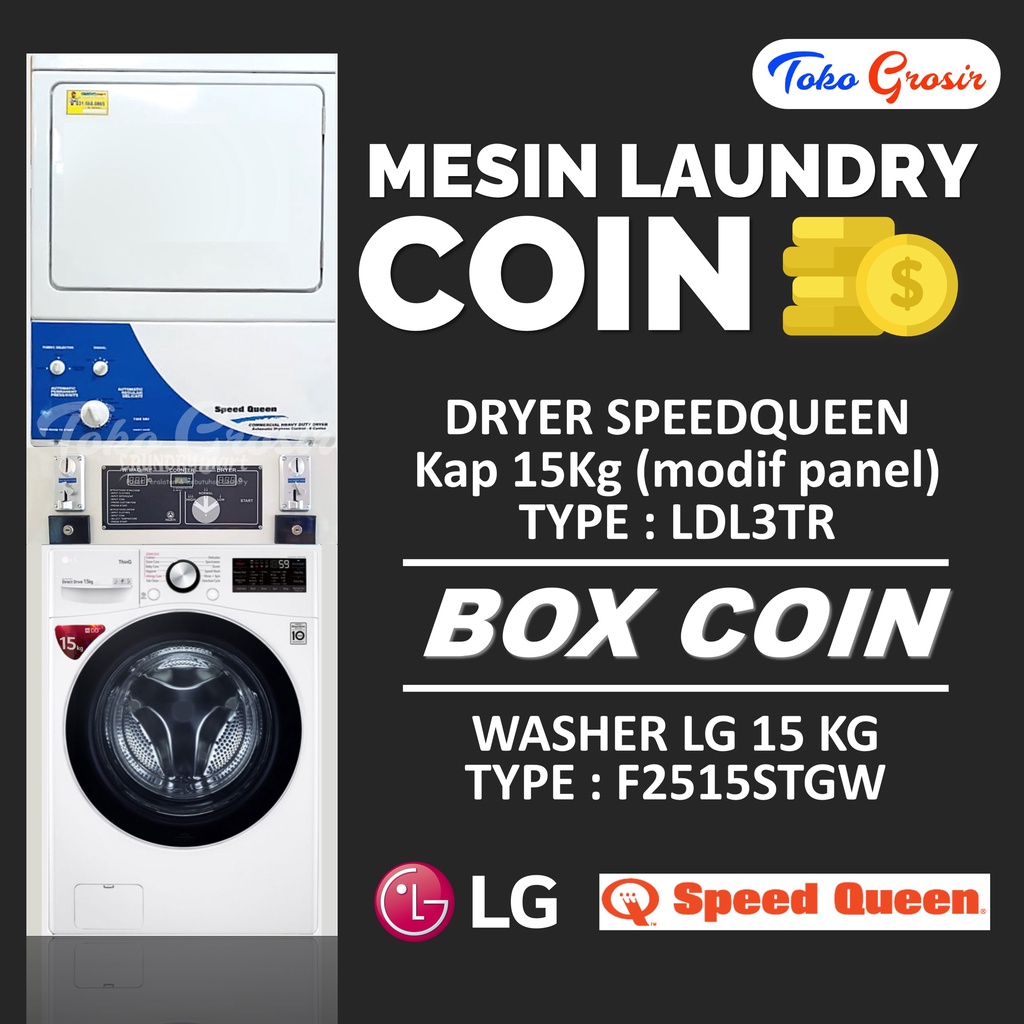 Jual MESIN LAUNDRY STACKED WASHER LG 15 KG + DRYER SPEEDQUEEN 15 KG | Shopee Indonesia
