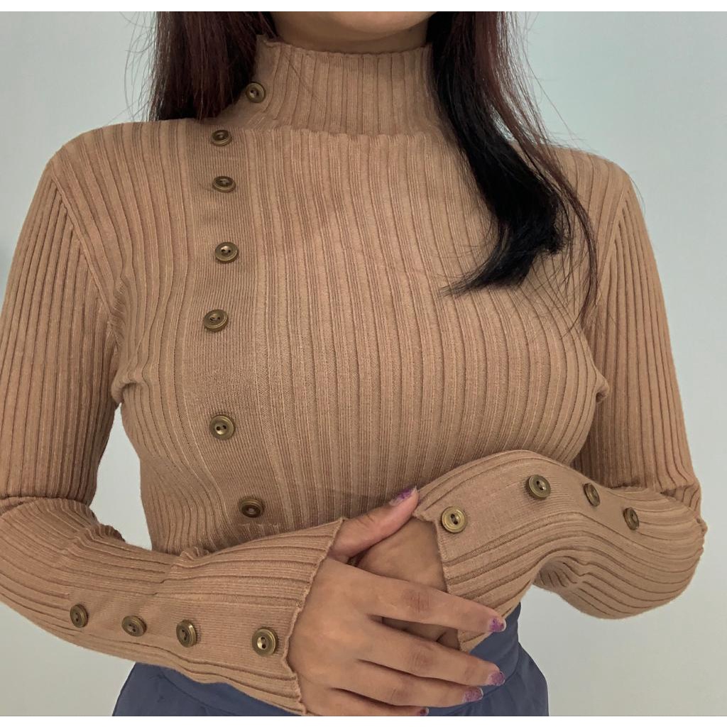 Jual AJW Turtleneck Knit Long Sleeve Korean Style Import Premium New Release TT | Atasan ...