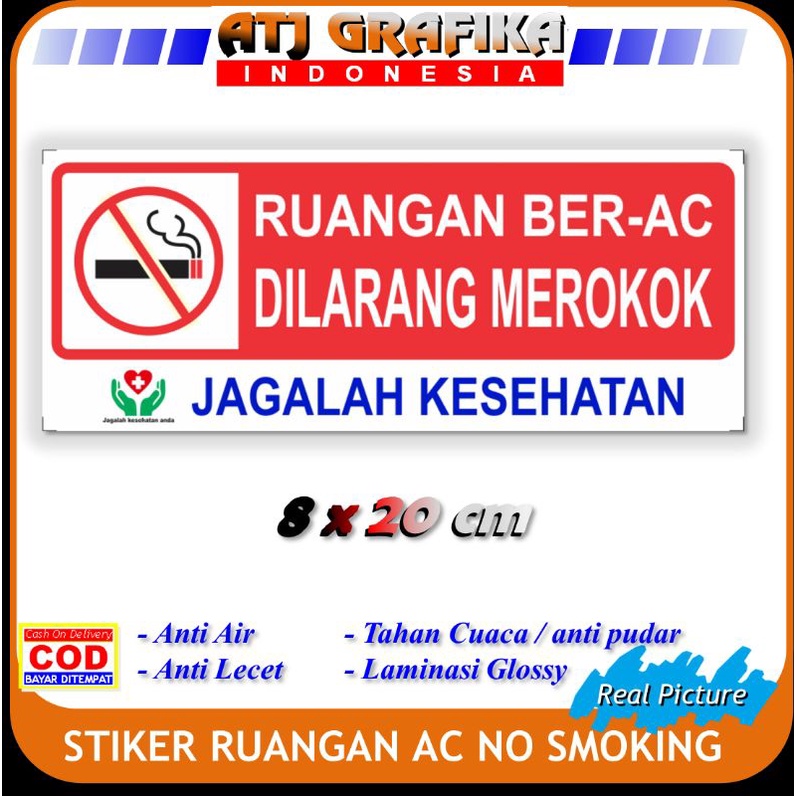 Jual Stiker ruangan ber AC dilarang merokok sticker kesehatan udara ...