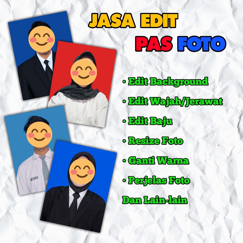 Jual Jasa Edit Pas Foto / Edit Baju Jas / Edit Background (Softfile ...