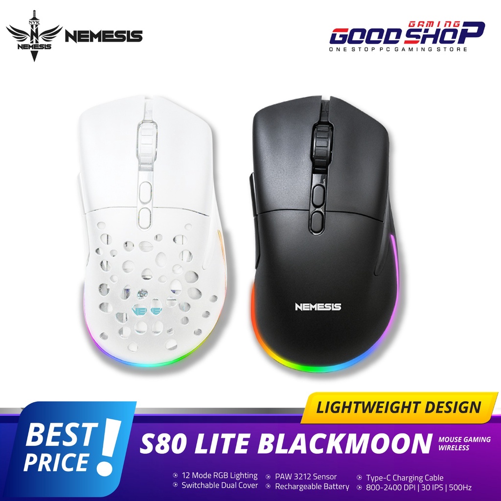 Jual Mouse Gaming Wireless NYK Nemesis S80 Lite Blackmoon | Shopee ...