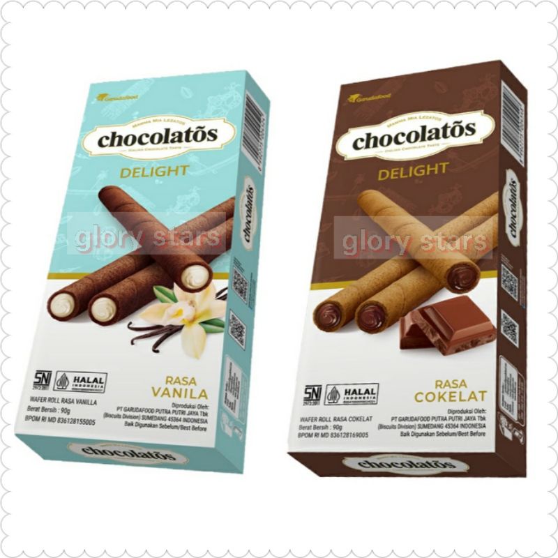 Jual CHOCOLATOS DELIGHT WAFER ROLL COKLAT - VANILA 90 gram | Shopee ...