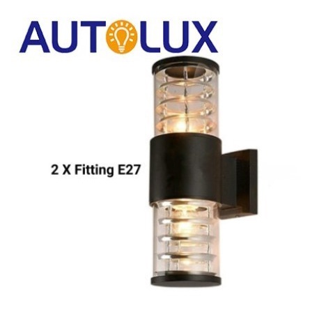 Jual Lampu Dinding Outdoor Bulat Garis Hitam+Silver E27 2Arah - AUTOLUX ...