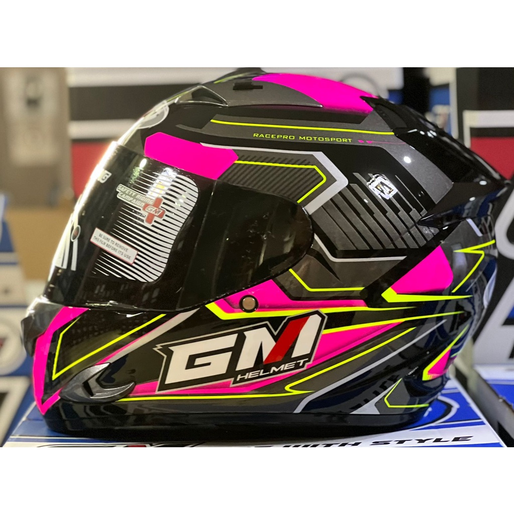 Jual Helm GM Race Pro Tuner Black Black Pink Glossy Full Face Single ...