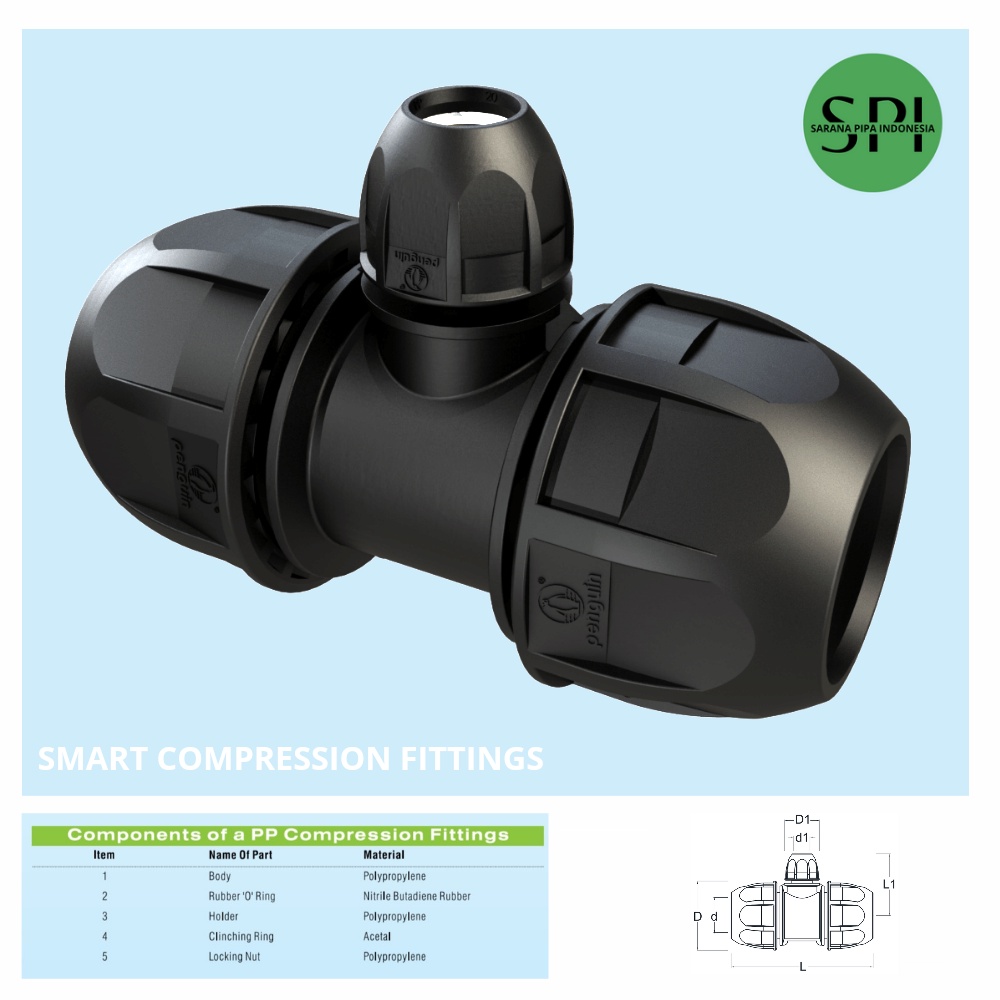 Jual Reducer Tee / Sambungan "T" Hdpe 4 inch ke 3 inch (100mmx90mm ...