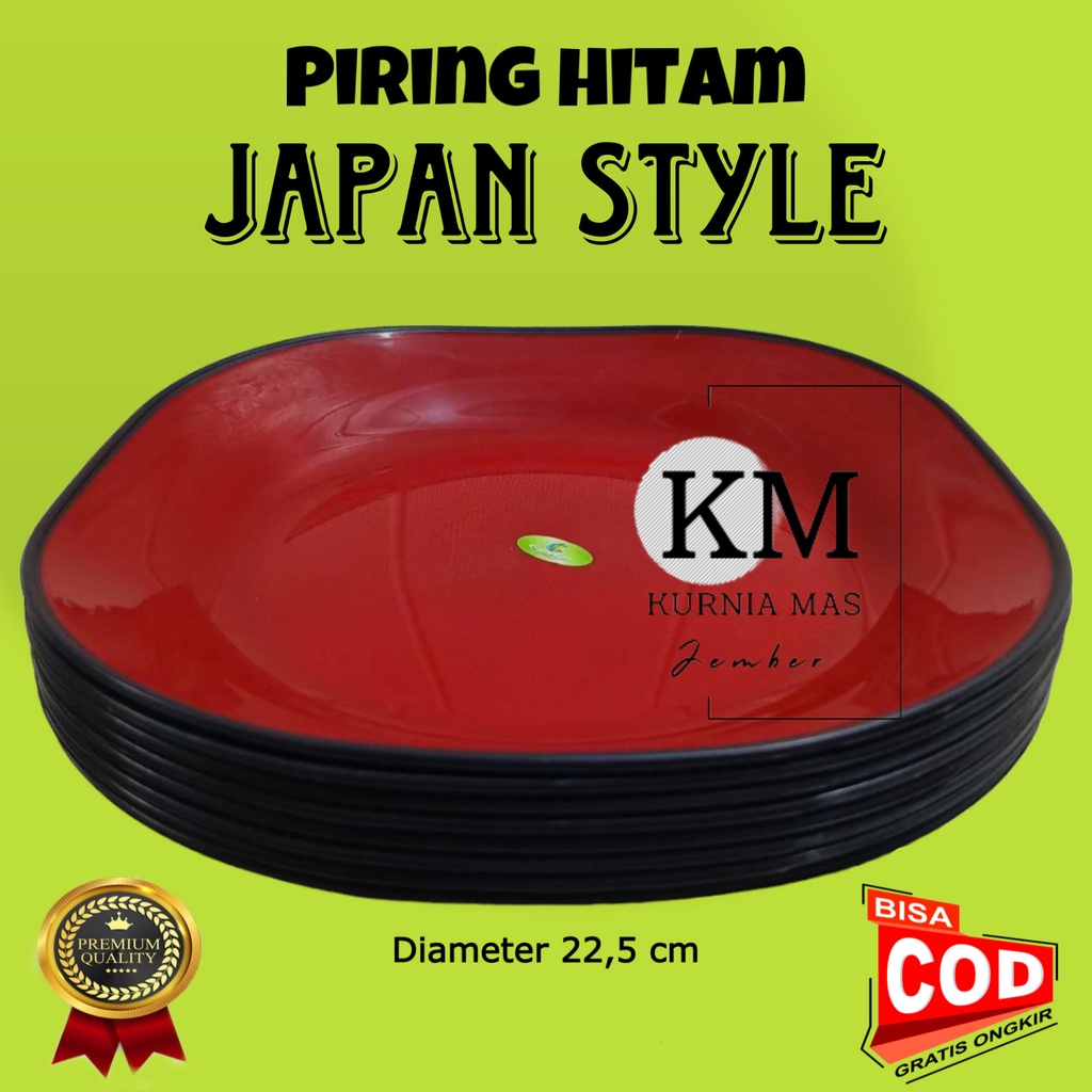 Jual Piring Ramen Hitam 22 CM Piring Plastik Mewah Model Jepang ...