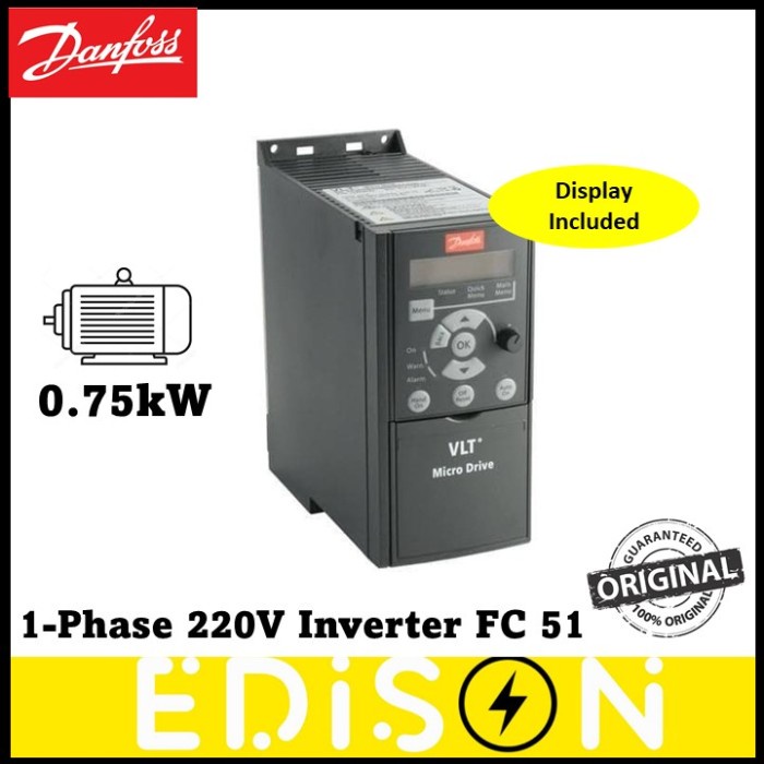 Jual Danfoss 1P 1-Phase Inverter Vlt Microdrive Fc51 Fc-51 0.75Kw ...
