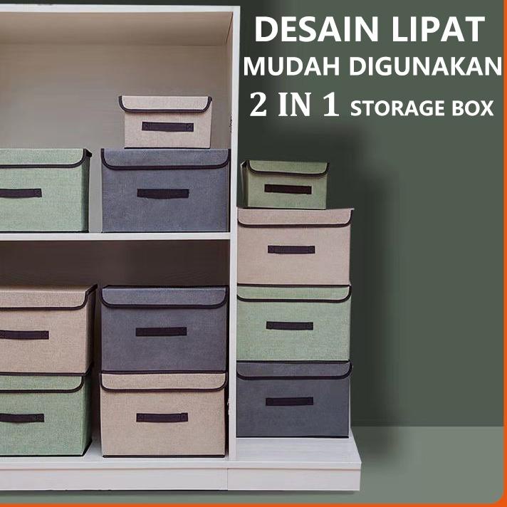 Jual RWA594 BOX 2 in 1 Multifungsi Storage Box Baju Kotak Penyimpanan ...