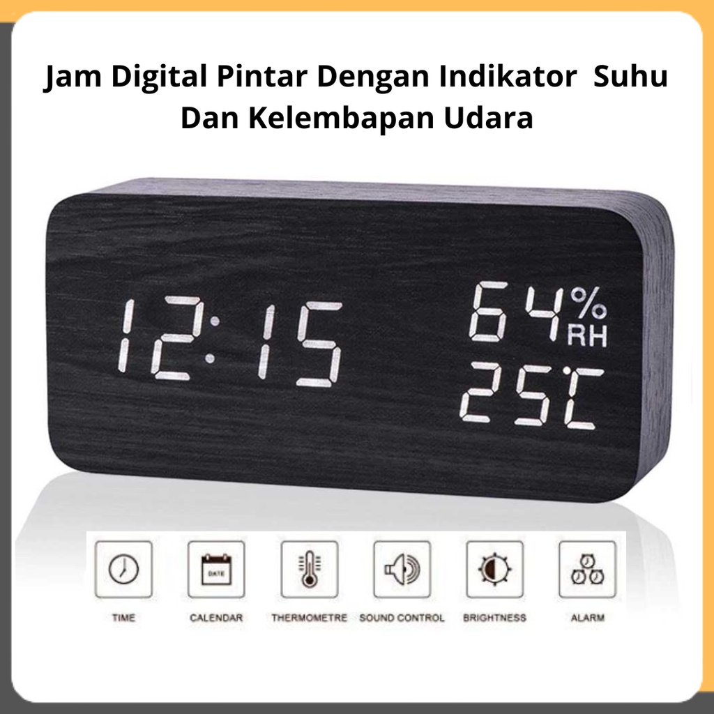 Jual Jam Meja Digital LED Pintar Dengan Alarm Kalender Suhu Dan ...