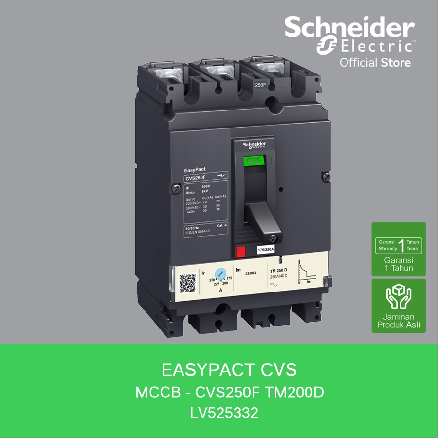 Jual SCHNEIDER MCCB-CVS250F TM200D 3P LV525332 | Shopee Indonesia