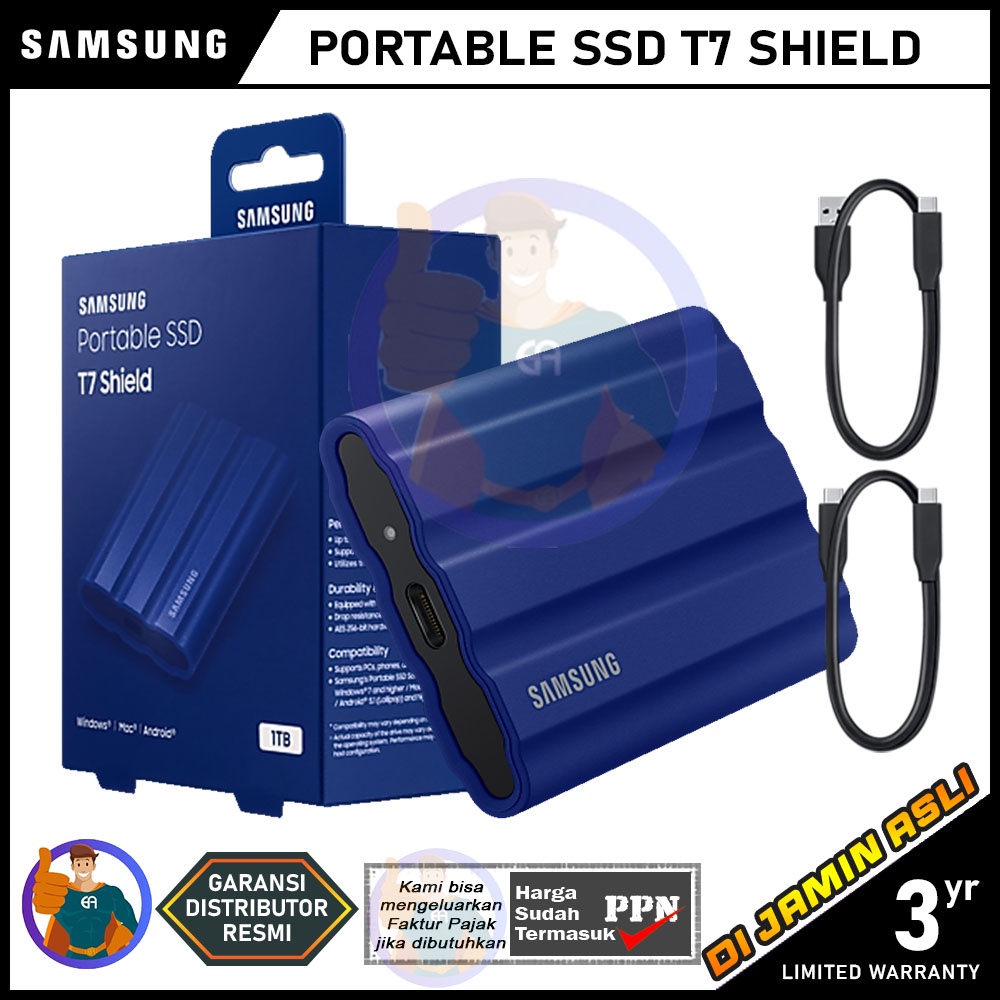 Jual Samsung T7 Shield 1TB USB 3.2 Gen2 - Portable SSD - Biru | Shopee ...