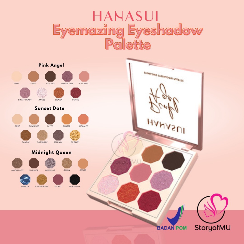 Jual HANASUI Eyemazing Eyeshadow Palette 7.2gr | Matte Shimer Gliter ...