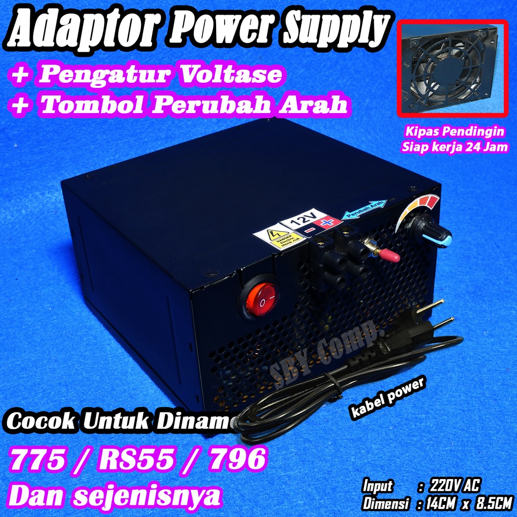 Jual Adaptor Power Supply Plus pengatur Tegangan dan Perubah Arah cocok untuk Dinamo 775 / RS55 ...