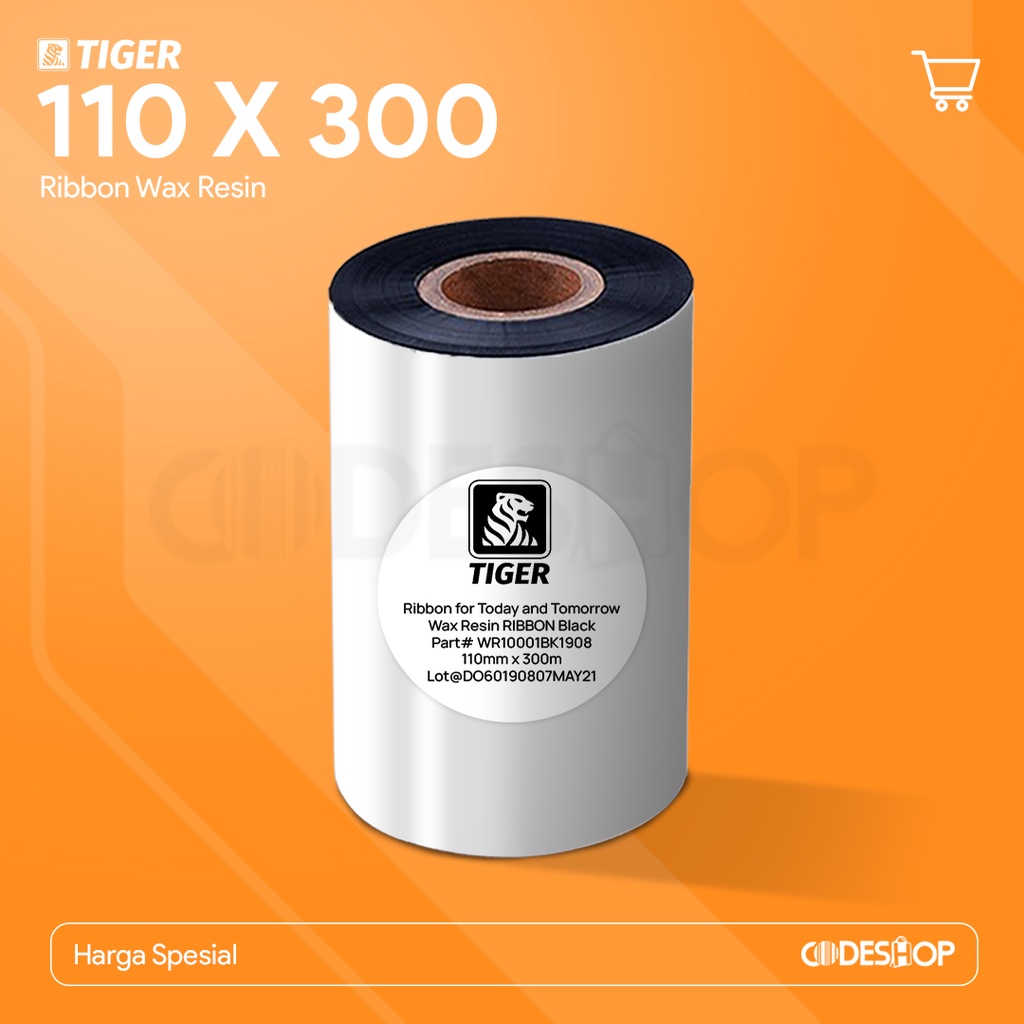 Jual Ribbon Barcode Tiger Wax Ressin 110 x 300 Tinta Printer 110x300 ...