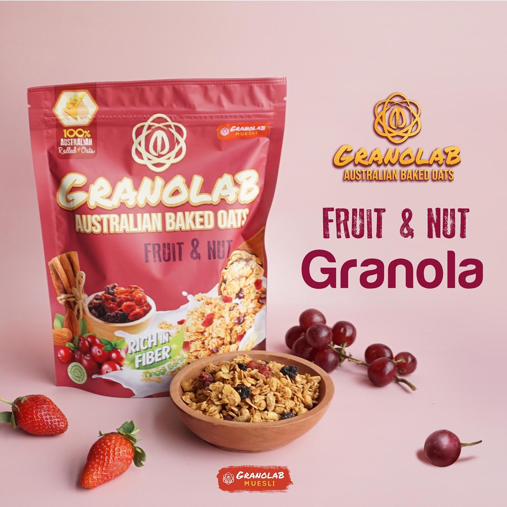 Jual Granolab Muesli Australian Baked Oats Granola Rasa Fruit & Nut ...
