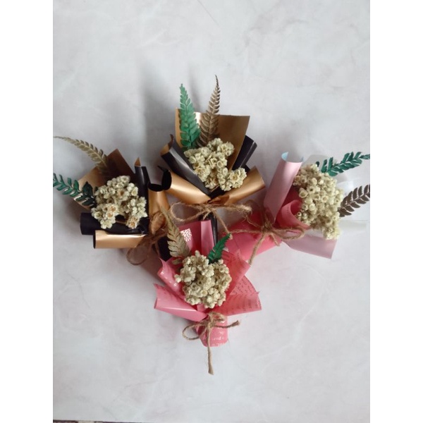 Jual Mini Buket Edelweis//Buket Bunga kering//Pelengkap Frame, Kado dan ...