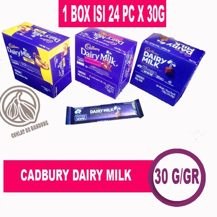 Jual ♨ CADBURY DAIRY MILK 30 GR/GRAM BOX ISI 24 PCS, COKELAT CADBURY ...