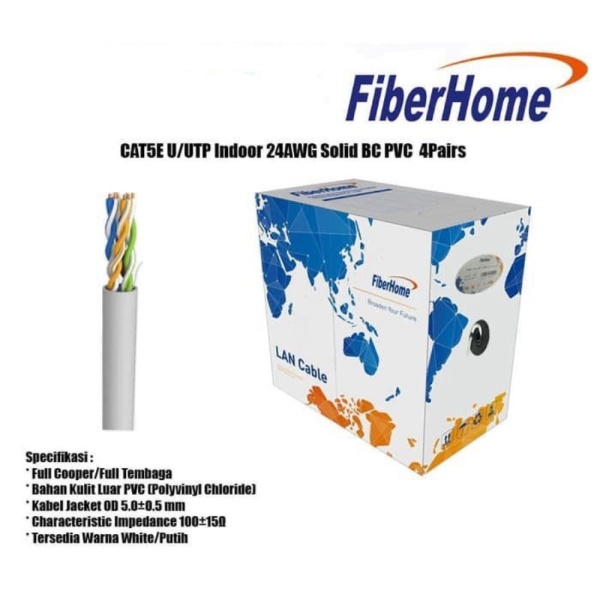 Jual Promo FiberHome Cable UTP Cat5e Kabel LAN 24AWG PVC Tembaga ...