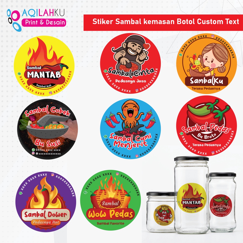 Jual [Isi 15-77 Pcs] Stiker Sambal | Sticker Label kemasan Botol | Free ...