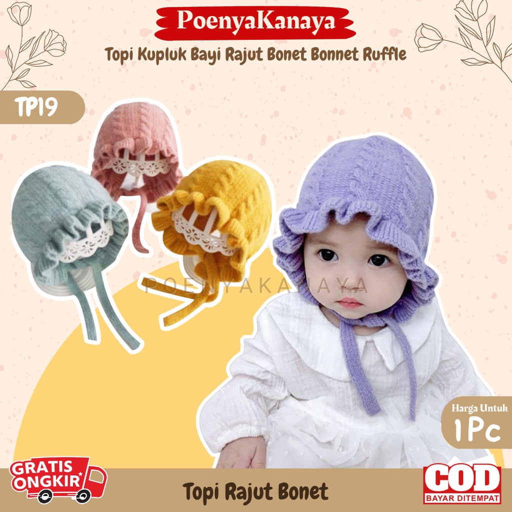 Jual Topi Kupluk Bayi Rajut Bonet Bonnet Ruffle Hat Baby Girl Perempuan ...
