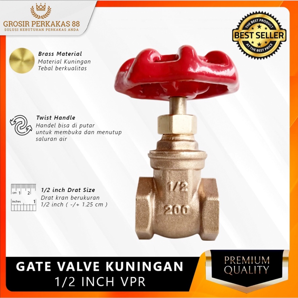 Jual Stop Kran Keran Kuningan Gate Valve Tanam Putar Ball Drat Dalam ...